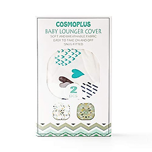 COSMOPLUS Stretchy Newborn Lounger Cover -2 Pack Removable Slipcover,Super Soft Snug Fitted,Heart Pattern