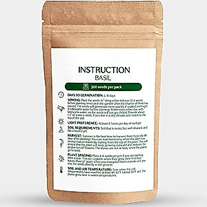 Seedra.US 300+ Italian Large Leaf Basil Seeds for Indoor, Outdoor and Hydroponic Planting, Non GMO Heirloom Seeds for Home Garden - 1 Pack