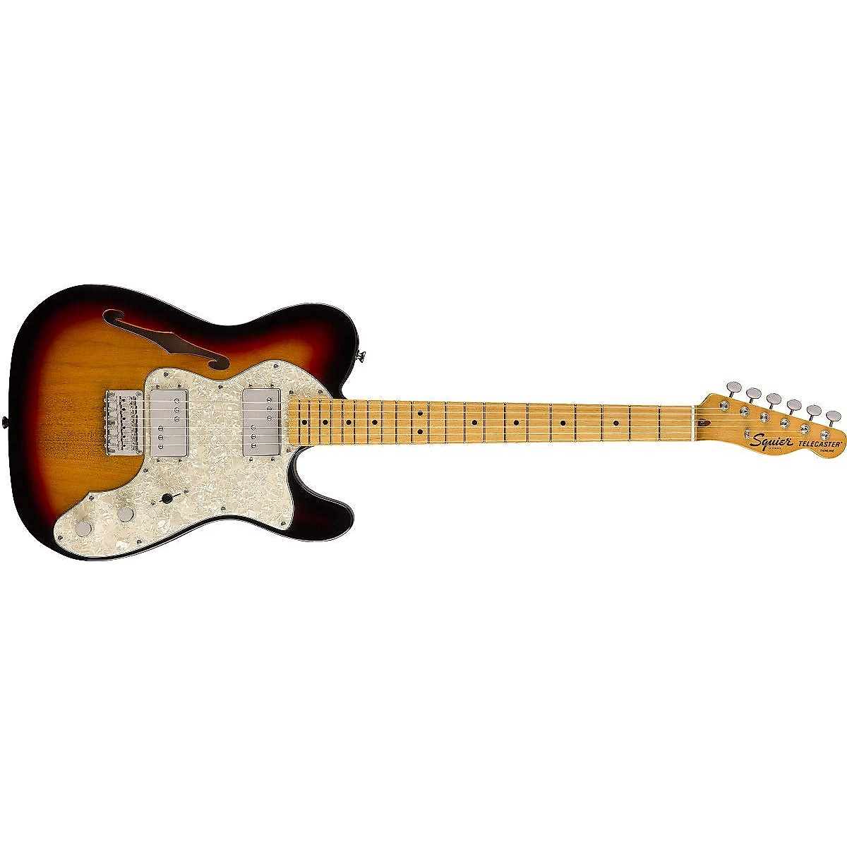 Squier Classic Vibe 70s Thinline Telecaster Electric Guitar, with 2-Year Warranty, 3-Color Sunburst, Maple Fingerboard