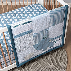 The Peanutshell Crib Bedding Set for Boys or Girls, Unisex 3 Piece Blue Rhino Nursery Collection