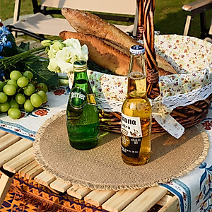 Round Burlap Placemats Set of 12 Jute Rustic Place Mats for Dining Tables Heat Resistant Natural Farmhouse Table Mats Decor for Thanksgiving (Tassel)