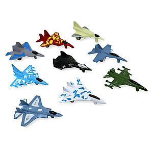 Metal die cast Toy air Plane Set of Military Planes and Jets. Pack of 9.