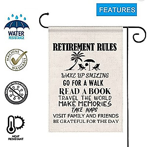 POFULL Retirement Rules Garden Flag Retirement Yard Sign Retired Nurse Teacher Coworker (Retirement Rules Flag)