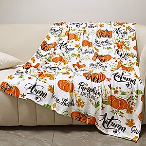 Fall Home Decor Throw Blanket Thanksgiving Soft Fall Blanket Polyester Fiber Cozy Fuzzy Autumn Throw Blanket for Couch Bed Sofa Thanksgiving Decor, 60 x 50 Inch(Pumpkins)