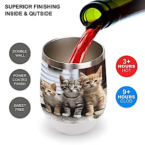 WYUSPGK 304 Stainless Steel Insulated Cup, Kittens Family Cats Print Smooth Rim, Durable & Reusable - Perfect for Office, Home, And Travel