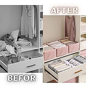 CANFOD 3-Piece Set Wardrobe Clothes Organizer for Drawers, Underwear Drawer Organizer, Closet Organizers and Storage for Folded Clothes (Sock & Underwear set (7S*2+7M*1), Morandi Pink)