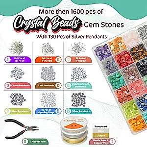 Tergwa Crystal Jewelry Making Kit 1600 pcs Crystal Beads Gemstones Ring Making Kit, Earrings, Necklace, Bracelet Making. Crafty Charms Complete Jewelry Making Supplies for Kids and Adults
