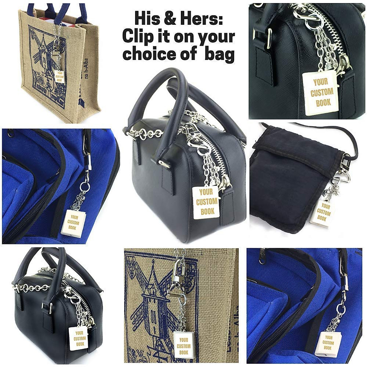 Little Women Louisa May Alcott First Edition Clay Mini Book Key Chain Bag Purse Backpack Clip Clasp