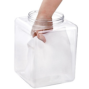 Elsjoy 2 Pack 1.3 Gallon Plastic Jars, Plastic Gallon Containers with Lids, Large Square Plastic Food Storage Jar for Kitchen, Dry Food, Snack