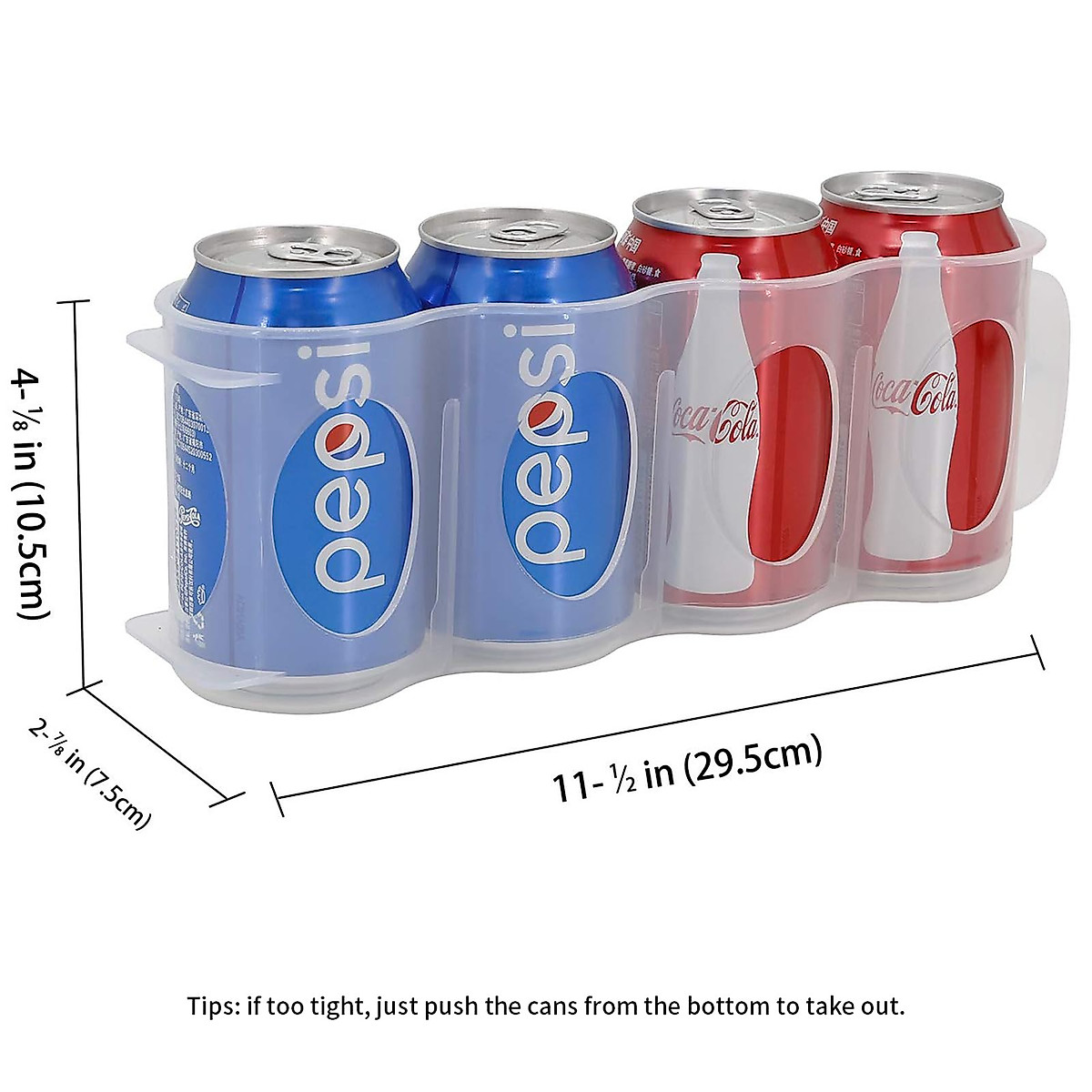 ChasBete Portable Soda Can Organizer for Refrigerator Shelf, Beer Can Holder, Fridge Storage Sliding Rack, Clear Plastic 2 Pack