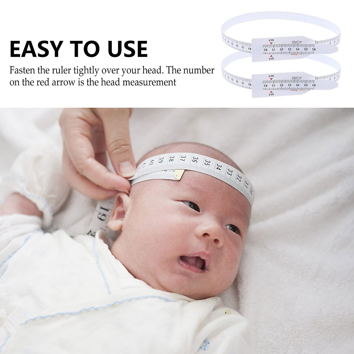 TEHAUX Head Circumference Measuring Tape, Measure Rulers for Pediatrics, Plastic, Reusable, Non- Stretchable with End Insert (6Pcs 22inch）