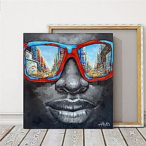 Modern Black Art African American Canvas Wall Art Pop Star Canvas Painting (24 x 24 inch, A Framed)