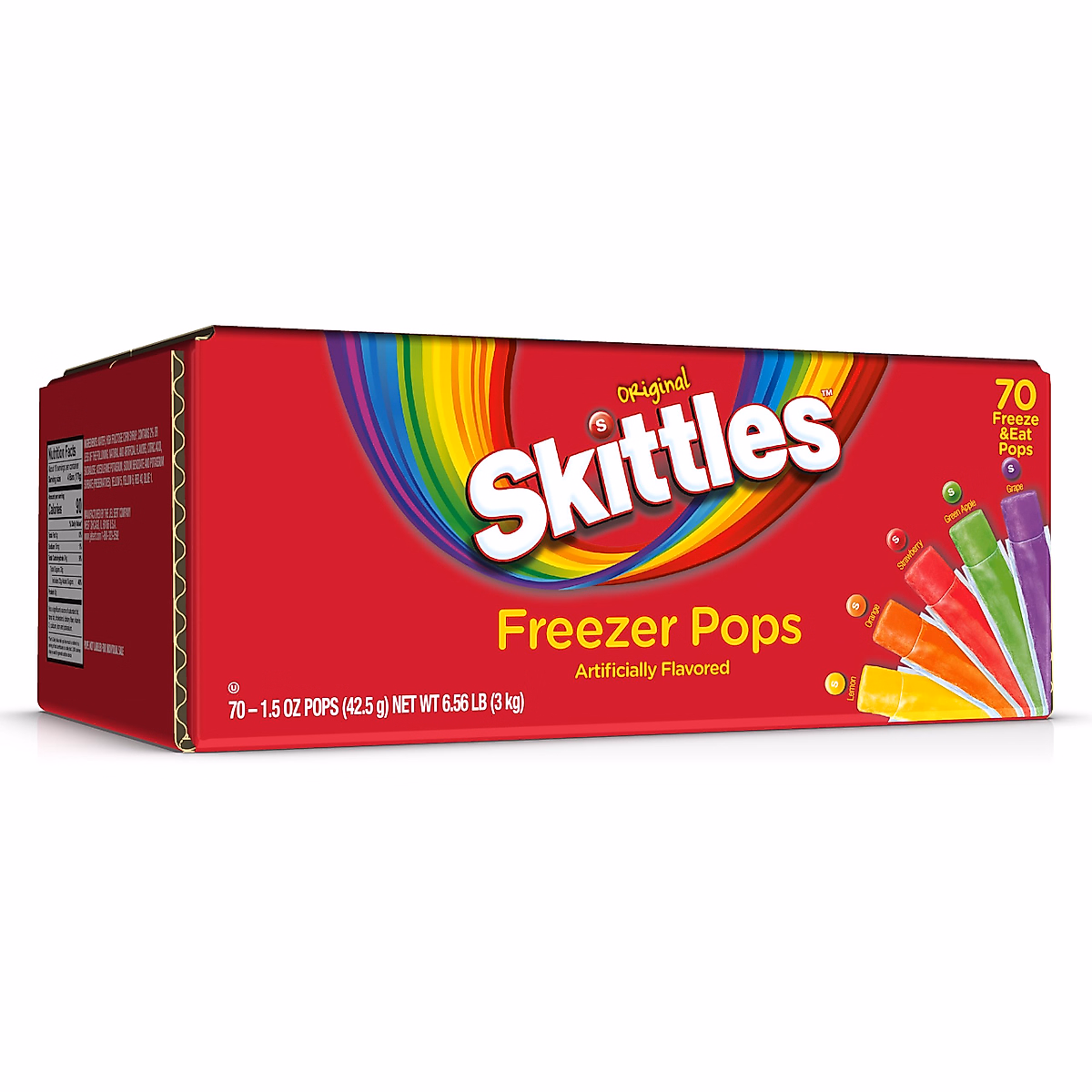 Skittles Fat Free Freezer Bars, Assorted Flavors, 1.5 Oz Bars, 70 Ice Bars