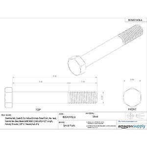 Steel Hex Bolt, Grade 8, Zinc Yellow-Chromate Plated Finish, Hex Head, External Hex Drive, Meets ASME B18.2.1/SAE J429, 4-1/2" Length, Partially Threaded, 5/8"-11 Threads (Pack of 5)