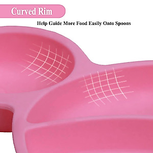 NICINGU Silicone Suction Plate spoon fork sets for Toddlers,Divided Plate Dish Placemat Bowl for Baby Kids Infant Self Feeding Training，Fits Most Highchairs, BPA Free Microwave Dishwasher Safe-Pink