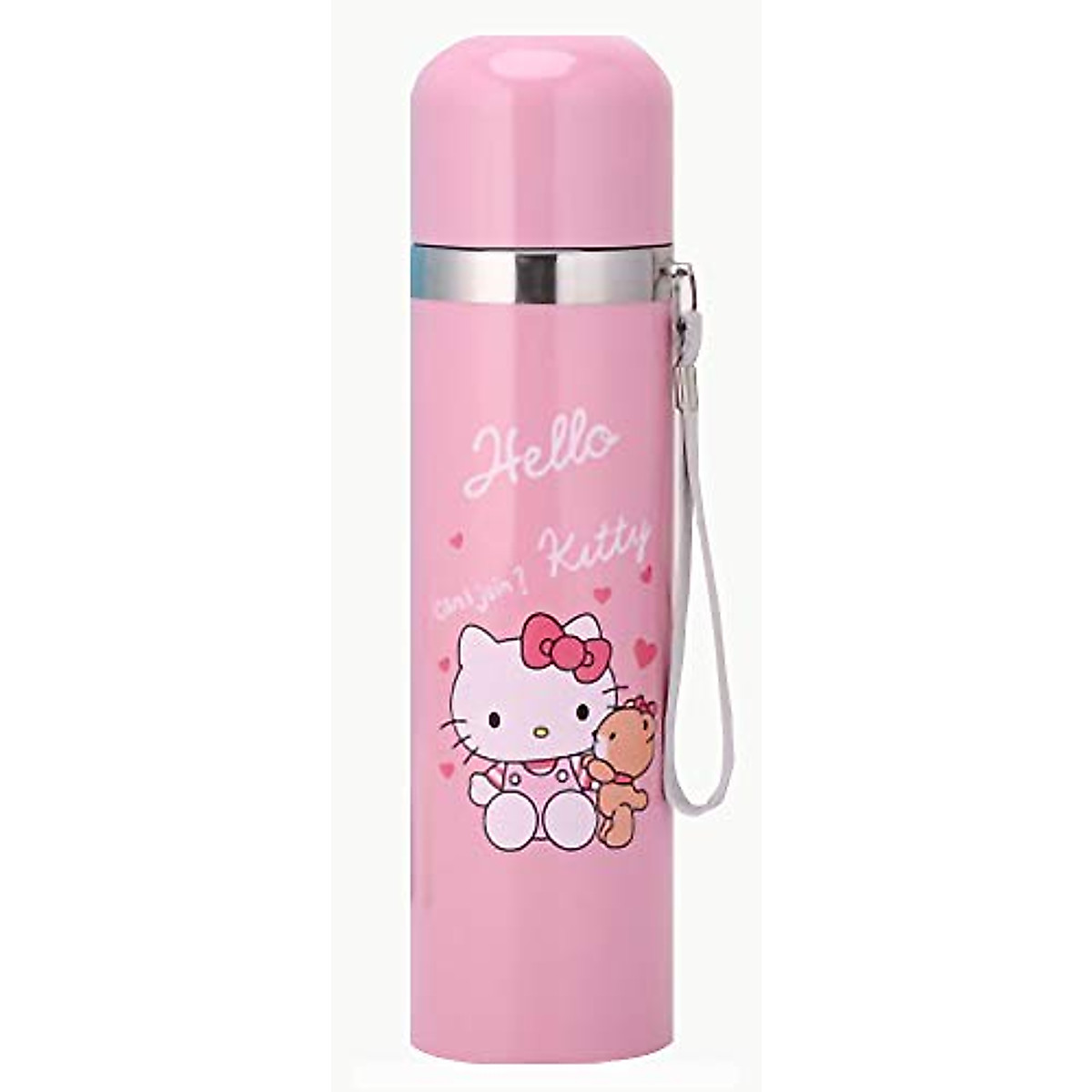 Thermoses for hot food mug an vacuum coffee bottle cold hot water insulated flask。Thermoses for hot drinks stainless steel thermo tea container (500 ml, Cat Pink)