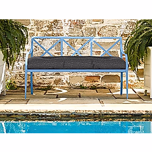 Lokex Bench Cushion Pads Tufted Chair Pads Waterproof Lounge Chair Cushion Swing Cushions Memory Foam Pads for Patio Furniture Window Bay Bench Cushion, [Cationic] Lake Blue, 36"x14"x4"