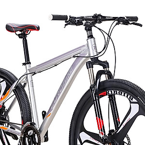 LZBIKE Bike X9-29 Aluminum Alloy Mountain Bike 21 Speed Shift Left 3 Right 7 Frame Shock Absorption Mountain Bicycle (Silver)