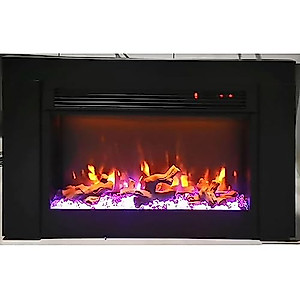 Y Decor 33 in. Realistic Flame Electric Fireplace Insert in Black with Remote Control