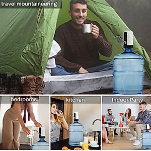 Water Dispenser for 5 Gallon Bottle, Portability Electric Water Pump with USB Data Cable,White Automatic Drinking Water Bottle Pump for Travel, Office, Home, Kitchen