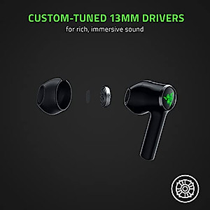 Razer Hammerhead True Wireless X Earbuds: Custom-Tuned 13mm Drivers - Bluetooth 5.2 w/Auto-Pairing - 60ms Low-Latency Gaming Mode - Touch Enabled - Mobile App Customization - Classic Black