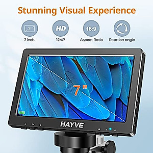 Hayve 7" LCD Digital Microscope, 1200X Magnification for Coin PCB Circuit Repair Soldering, 12MP Camera Sensor Coin Microscope，32GB TF Card，Wired Remote, 10 LED Light, Compatible with Windows/Mac OS