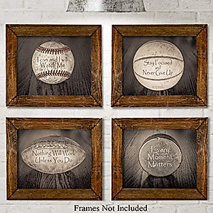 Inspirational Sports Quotes - Home Office Inspirational and Motivational Decor, Sport Gym Wall Accessories and House Positive Quote Decoration, Set of 4 Photos (8x10) Unframed Art Print Posters