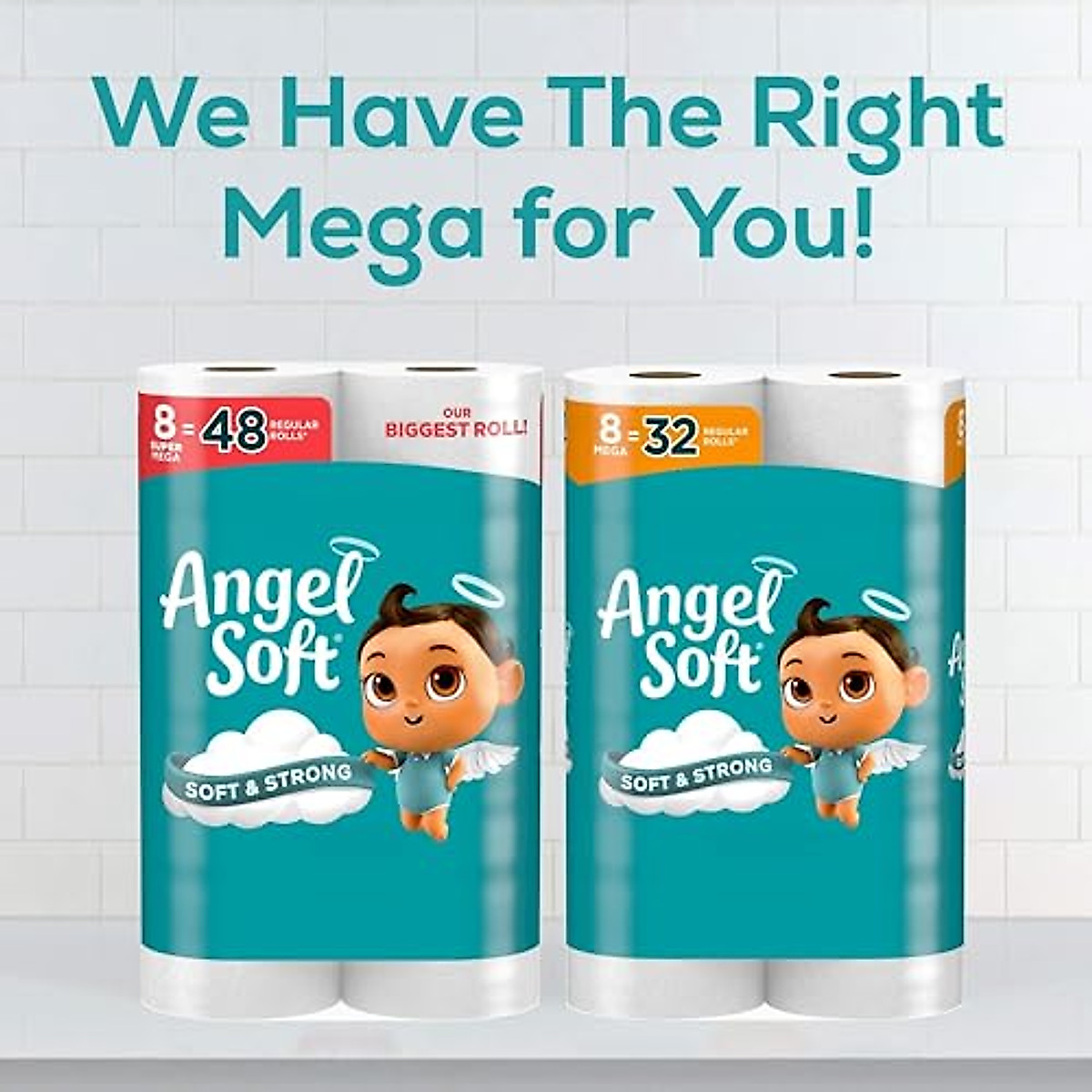 Angel Soft Toilet Paper, 6 Super Mega Rolls = 36 Regular Rolls, Soft and Strong Toilet Tissue