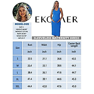 Ekouaer Lady Knit Ribbed Maternity Tank Dress Side Slit Bodycon Nightgowns for Baby Shower (Snorkel Blue, L)