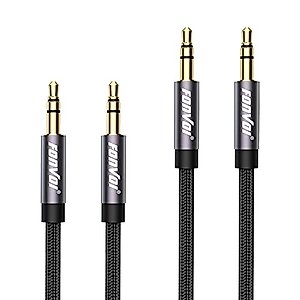 FONVOi 2 Pack AUX Cable(4FT,1.2M), Braided 3.5mm Audio AUX Cord for Car,3.5mm Male to Male Stereo Cable, Compatible with:Headphones, Phones, iPod,Car Audio,MP3 and More