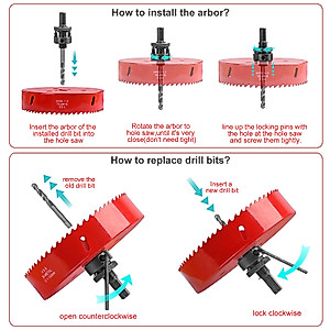 6 Inch Hole Saw - 152mm HSS Bi-Metal Hole Cutter for Different Project with Smooth and Flat Drilling Edge, Fast Chip Removal, Handy Hole Saw Kit Set for Cornhole Boards,Bean Bags Games,Recessed Lights