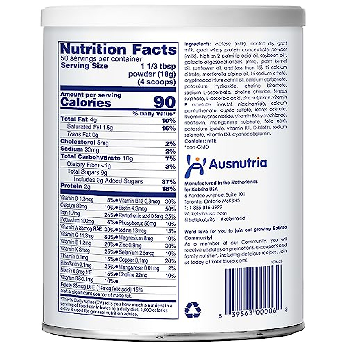 Kabrita Goat Milk Toddler Formula Powder, Non-GMO, 31.7 oz., 50 Servings