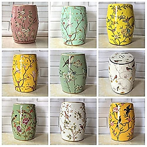 XARONF Garden Decoration Drum Stool, Surface Glazed Ceramic Retro Style, Easy to Clean, Suitable for Patio Courtyard