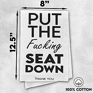 APRON DADDY Funny Bathroom Hand Towel - Put The Seat Down, Funny Bathroom Decoration Towels with Sayings, Guest Bathroom Housewarming Gifts for Her, 16 by 25 inch, 100% Cotton, Fun Towels