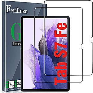 Ferilinso Designed for Samsung Galaxy Tab S7 Fe 5G 12.4 inch 2021 Screen Protector, [Tempered-Glass] [Military Protective] [HD Clear] [Case Friendly] [Anti-Fingerprint] [Anti-Scratch] [Bubble Free]