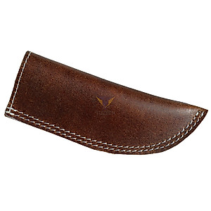 Tuzech Handmade Leather Hot Handle, Panhandle Potholder, Double Layered Stitched, Slides On/Off Easily onto Metal Skillet Grips, Essential Cookware 5.5 X 2 Inches (Brown)