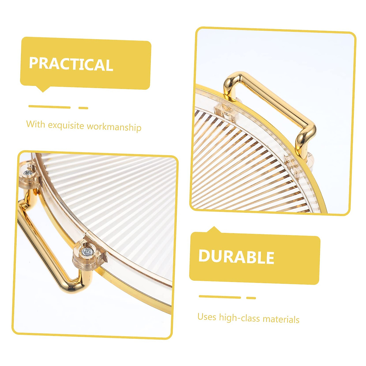 Cabilock Desktop Storage Tray Dresser Decor Snack Container Wedding Decorations Snack Containers Home Fruits Plate Dry Fruits Decorative Tray Dressing Table Golden Abs Dessert Snacks Plate