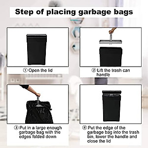 Kitchen Trash Can 2 Pack 13 Gallon Automatic Trash Cans Stainless Steel Trash Can Bathroom Touch Free Trash Can Anti-Fingerprint Trash Can for Bathroom, Powder Room, Bedroom,Black