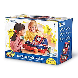 Learning Resources Pretend & Play Teaching Cash Register, 73 Piece Set, Ages 3+, Talking Register, Counting Activities, Money Management
