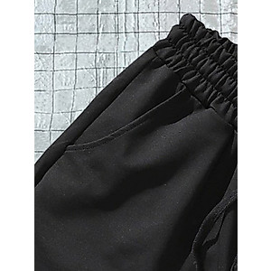 Floerns Men's Letter Graphic Print Drawstring Waist Workout Track Shorts Black XL