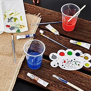 100 PACK Plastic Measuring Cups, 8 oz Disposable Mixing Cups with 100 Wooden Mixing Sticks, Can Be Used for Epoxy Resin, Liquid Measuring, Paint Mixing, Cooking and Baking