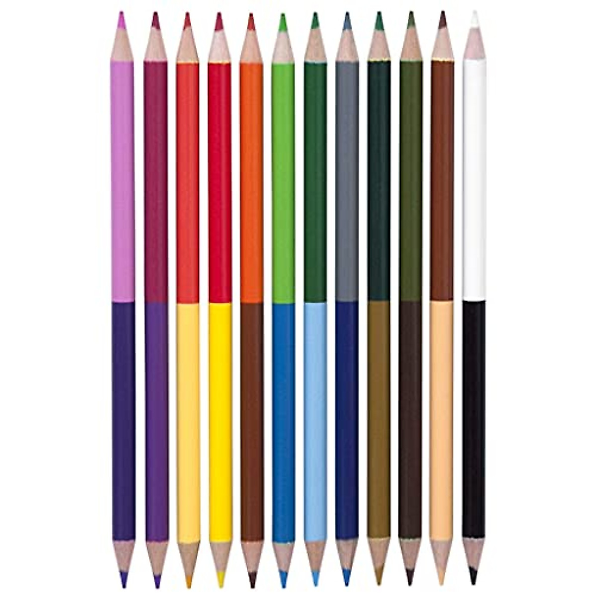 Yoobi Double-Ended Colored Pencils | Multicolor | 12pk | School, Home, Office Use