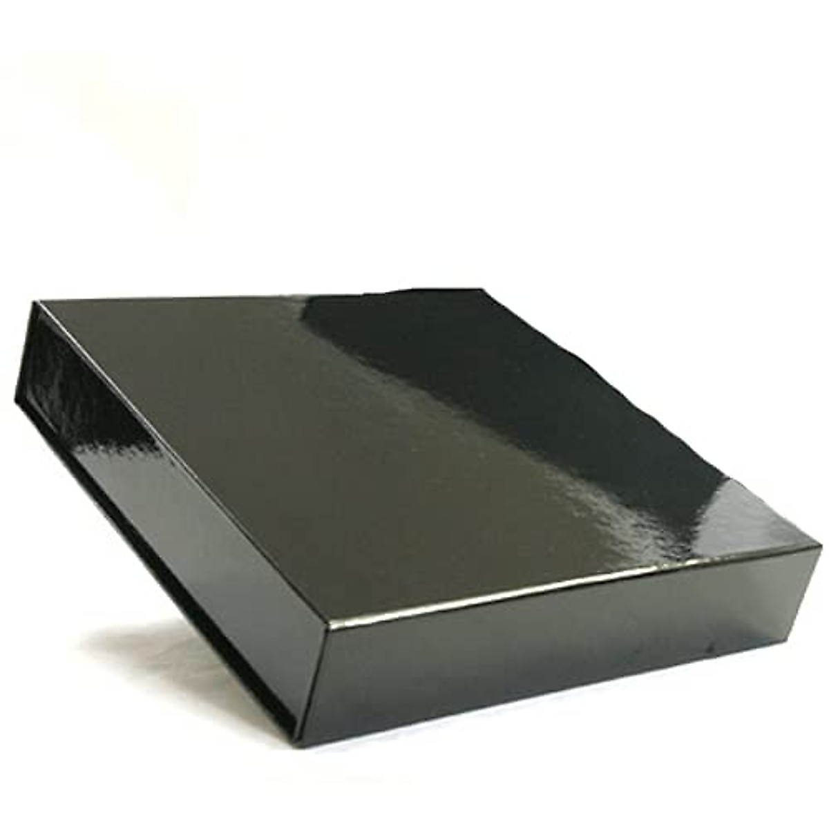 2 Pack Black Hard Gift Box with Magnetic Closure Lid 7" x 5" x 1.6" Rectangle Boxes For Gifts With Black Glossy Finish (Black, 2 Boxes)