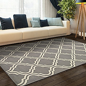 SUPERIOR Contemporary Ornamental Double Trellis Power-Loomed Indoor Area Rug, 8' x 10', Gray