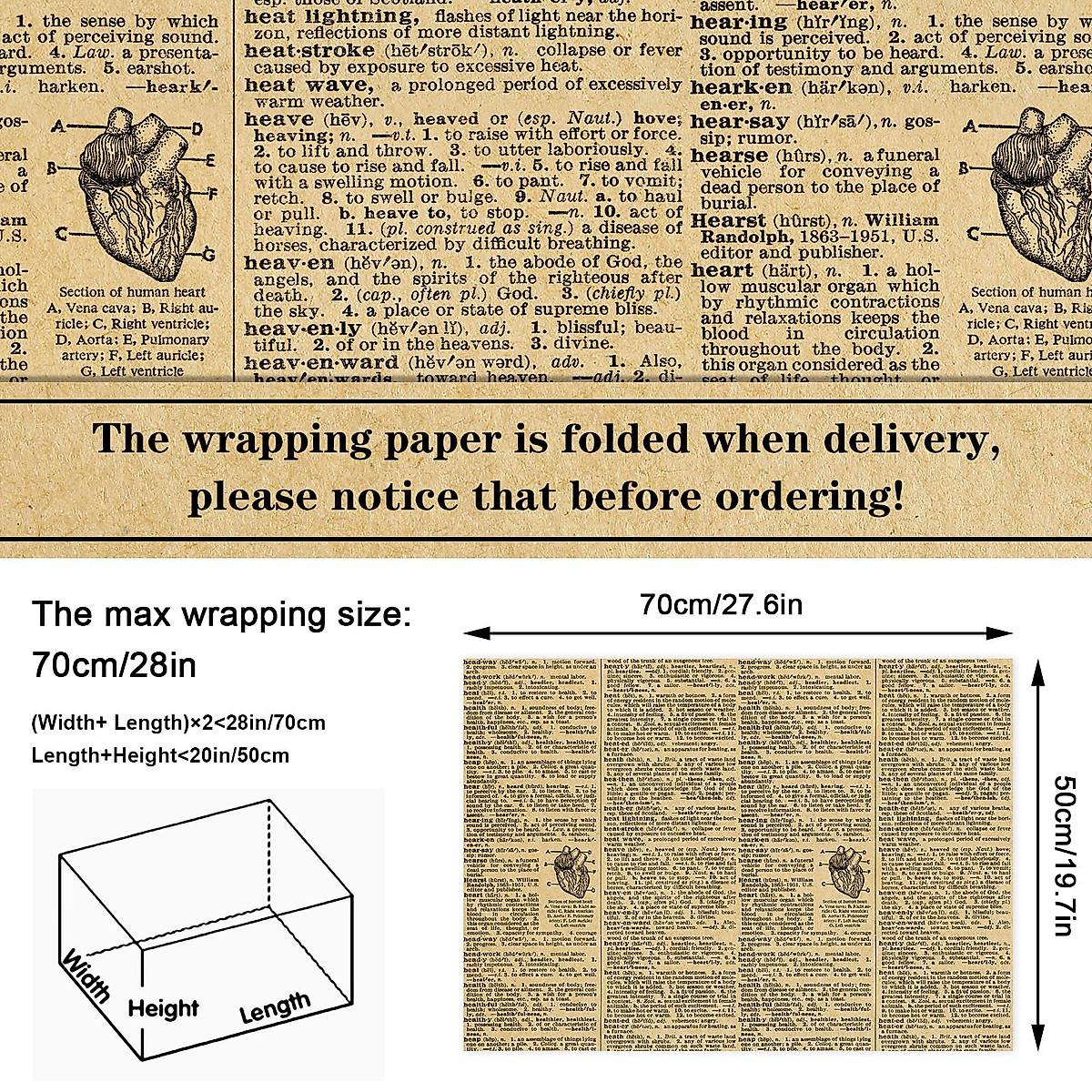 JarThenaAMCS 12 Sheet Vintage Newspaper Wrapping Paper -Not Roll- Retro Gift Wrap Paper Folded Flat Art Paper for DIY Crafts Gift Wrapping, 19.7 x 27.6 Inch