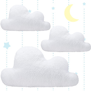 Unittype 3 Pcs Clouds Shaped Throw Decorative Pillows Cute Soft Cloud Pillows White Waist Rest Cushion Lovely Floor Cushion Reading Pillows 2 Size Girls Kids Cloud Pillow