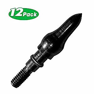 Archery Arrow Field Points Tips - Practice Target & Hunting Arrows Heads for Recurve, Compound Bow & Crossbow Bolts, Screw-in 100 Grain (12 Pack)