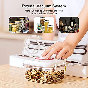 Hydsto Vacuum Sealer Machine,12V MAX 80 Kpa Food Vacuum Sealer Saver Machine,One-Touch Automatic Food Sealer Vacuum for External Sous Vide Jars and Containers,15pcs Vacuum Sealer Bags & 1 Cutter & 1 Air Suction Hose Starter Kit, White