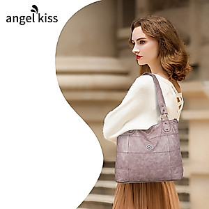 Angel Kiss Hobo Purses for Women Multi-Color Striped Lattice Cross Body Shoulder Purse Bag Tote Handbag