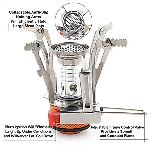 AOTU Portable Mini Camping Stoves Backpacking Stove with Piezo Ignition Miniature Portable Picnic Camping Stove for Outdoor Camping Hiking Cooking(0.25 lb Portable Ultralight Burner)